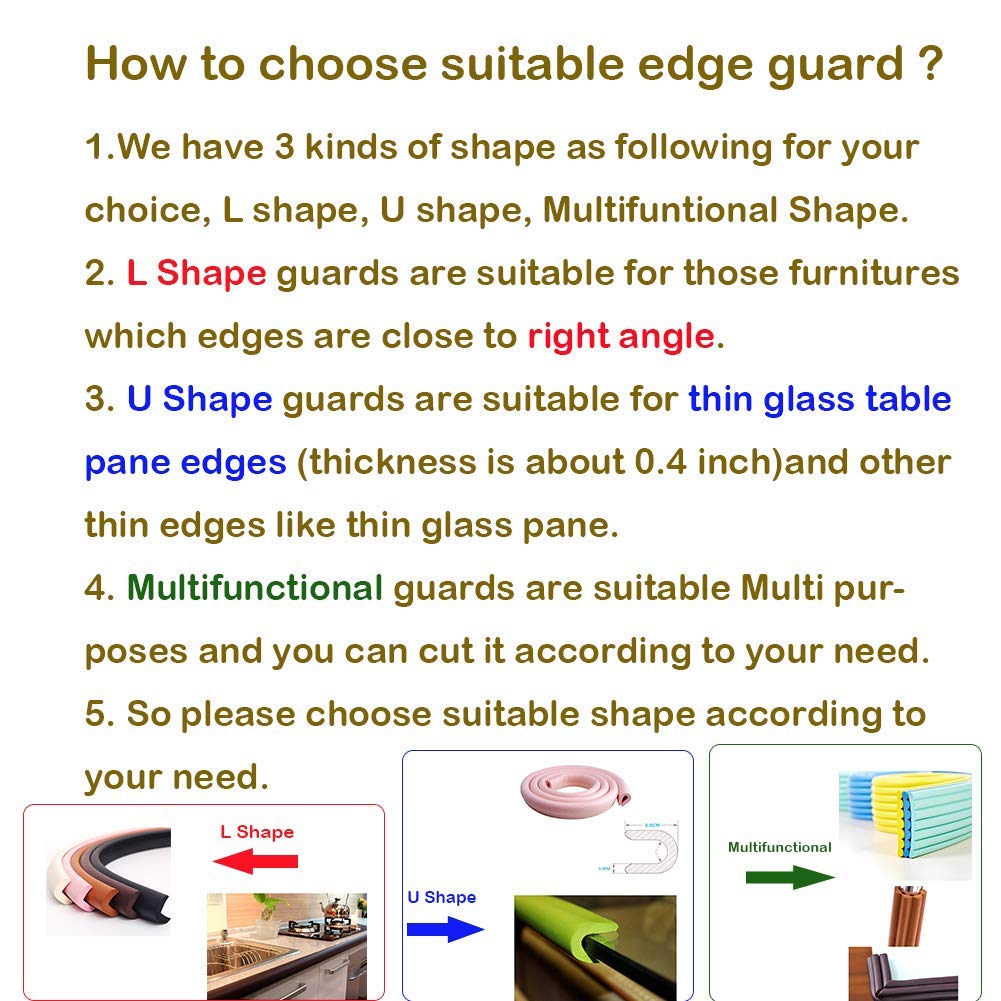 M2cbridge L Shape Extra Thick Furniture Table Edge Protectors Foam Baby Safety Bumper Guard 6.5 Ft (Pink)