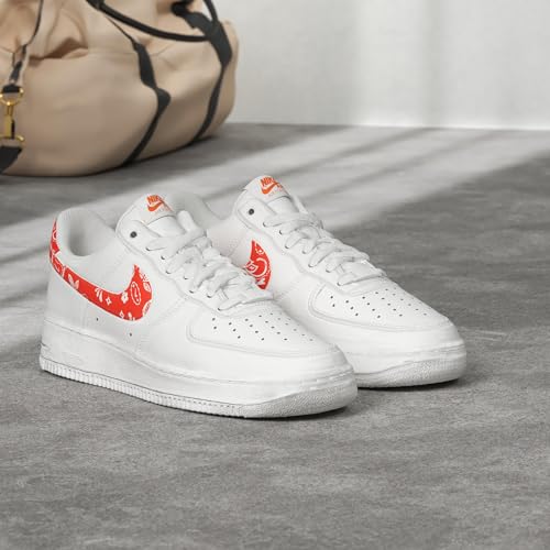 Nike Women's Air Force 1 Low Basketball Shoe, White/Rush Orange-white, 8.5