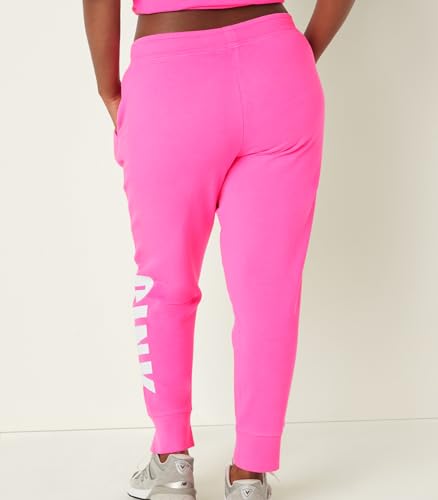 Victoria's Secret Women's Pink Logo Fleece Jogger Sweatpants, Pink, XL