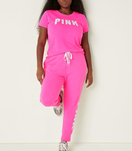 Victoria's Secret Women's Pink Logo Fleece Jogger Sweatpants, Pink, XL