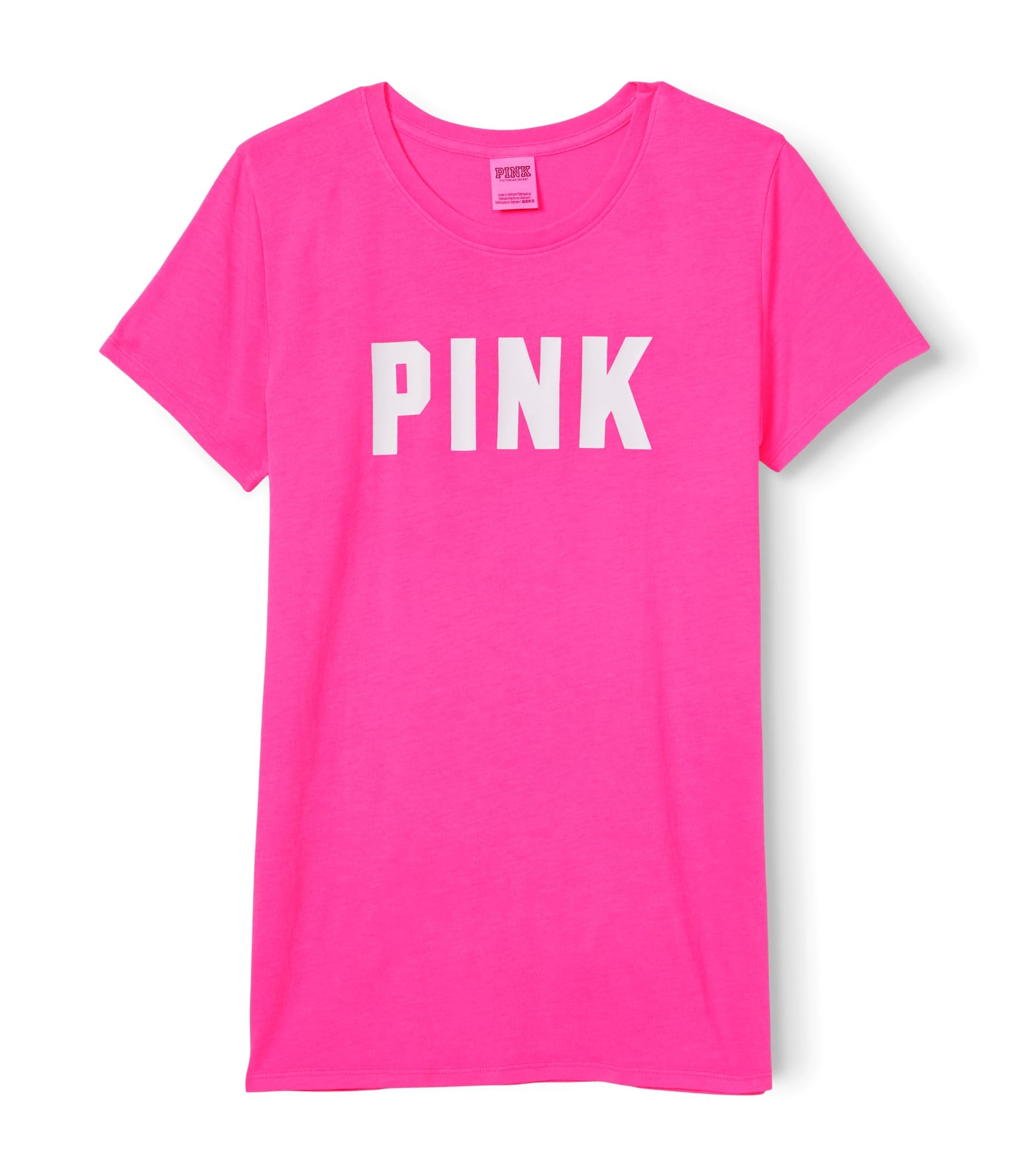 Victoria's Secret Women's Pink Logo Short Sleeve T-Shirt, Women T Shirt, Logo Pink, (XL)