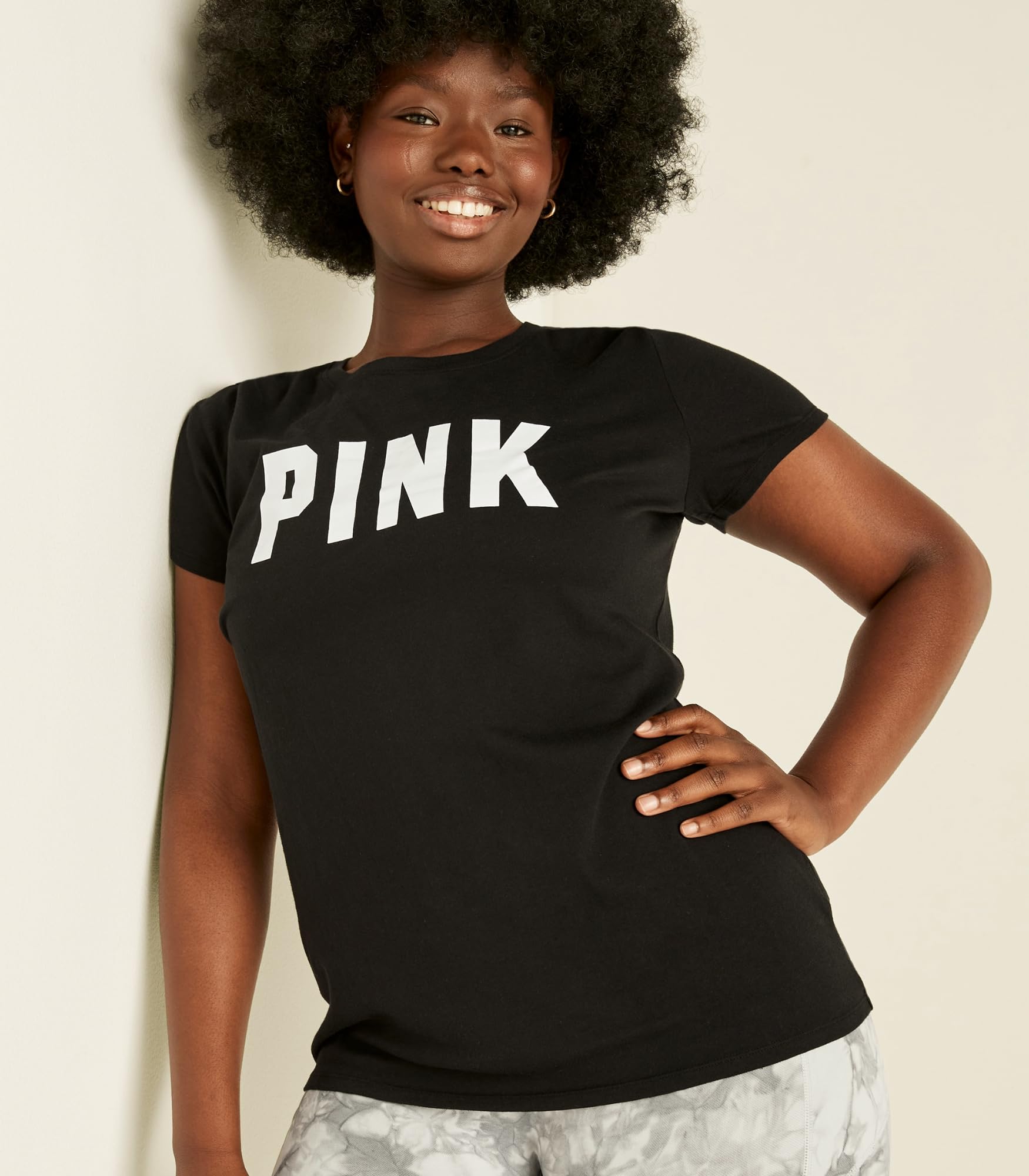 Victoria's Secret Women's Short Sleeve T-Shirt, Women T Shirt, Logo Black, XL