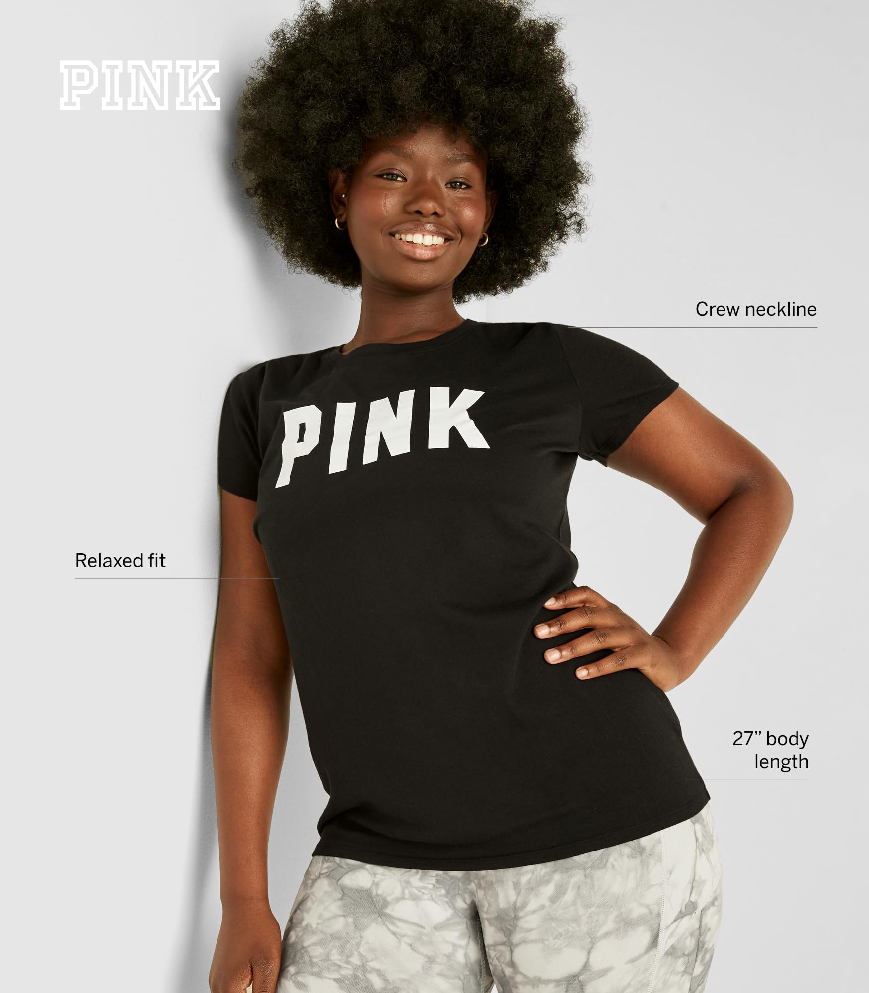Victoria's Secret Women's Short Sleeve T-Shirt, Women T Shirt, Logo Black, XL