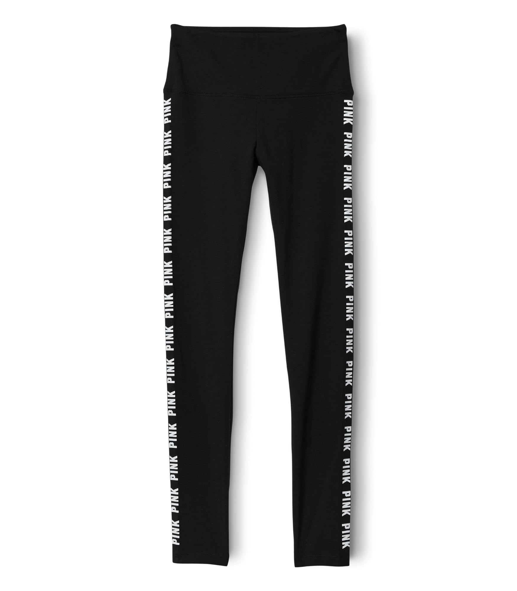 Victoria's Secret Women's Pink Logo Cotton Leggings, Pure Black with White Ticking, XS