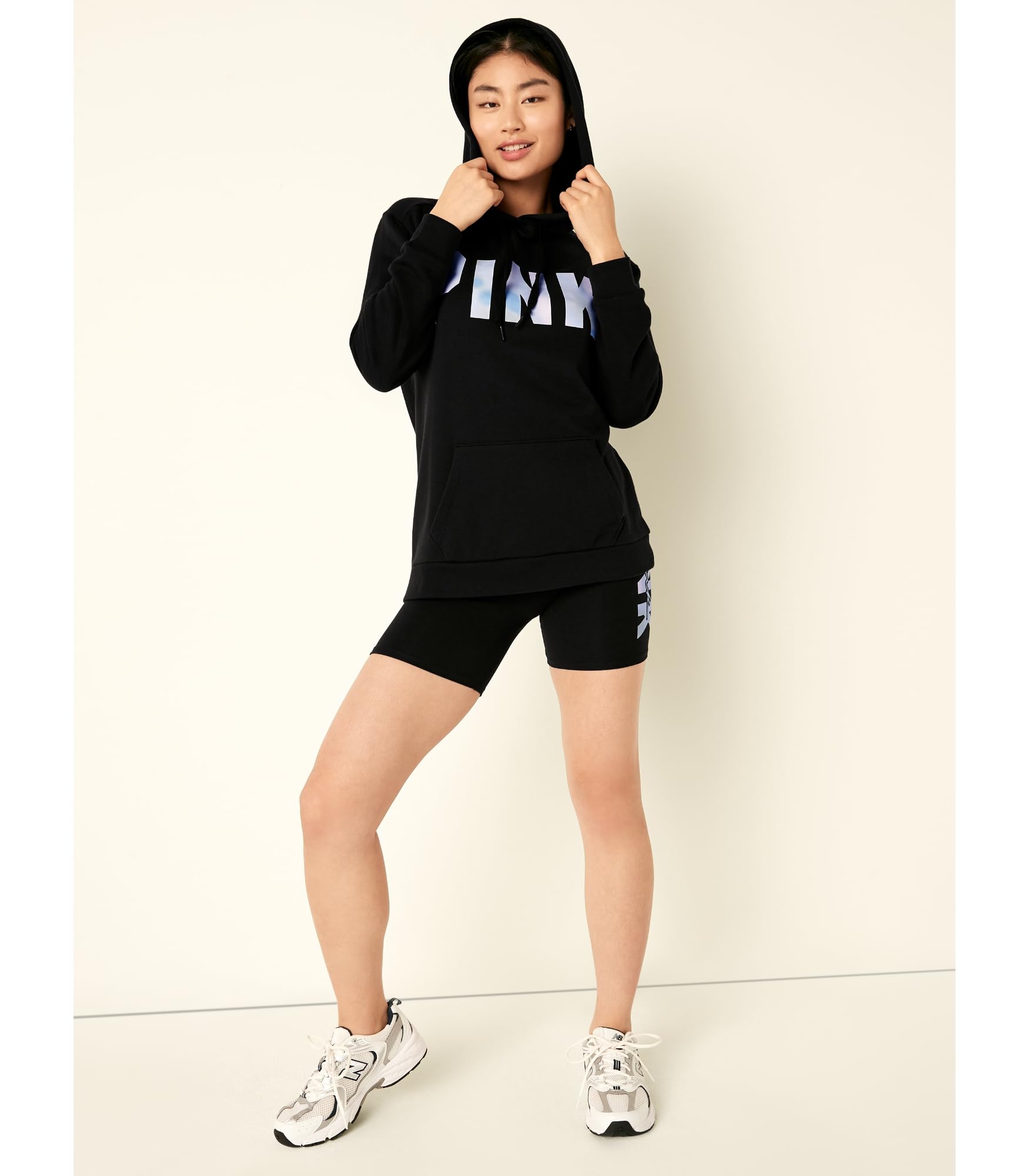 Victoria's Secret Women's PINK Logo Campus Hoodie Sweatshirt, Black Multi, (XL)