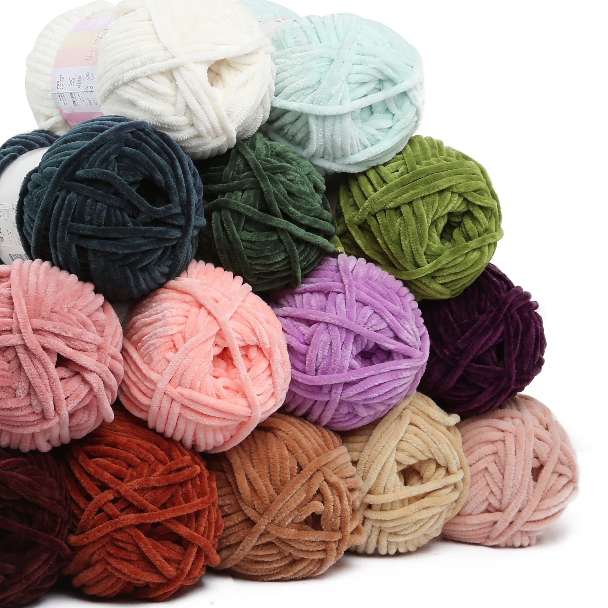 2 Skein La Mia Mellow Velvet Chenille Yarn for Knitting and Crocheting Baby Clothes, Blankets and Accessories, 100% Polyester, 100 gr (3.5 oz) / 115 m (125 Yards), Super Bulky, Dark Pink - 948