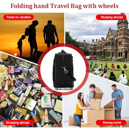 Expandable Rolling Wheeled Duffle Bag Spinner Suitcase Foldable Luggage Expandable (32''), Black