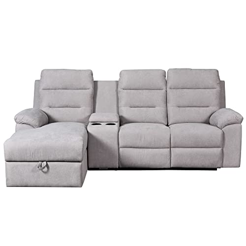 EMKK Double Chaise Lounge Floor 72 inch Sofa Couch Mid-Century Loveseat with 2 Pillows Tufted Love Seat Modern for Living Room, Bedroom, Office, Apartment, Dorm, Studio and Small Space, Gray Style