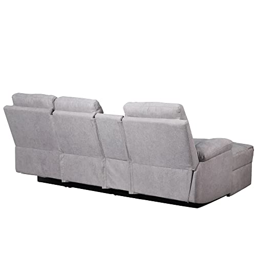 EMKK Double Chaise Lounge Floor 72 inch Sofa Couch Mid-Century Loveseat with 2 Pillows Tufted Love Seat Modern for Living Room, Bedroom, Office, Apartment, Dorm, Studio and Small Space, Gray Style
