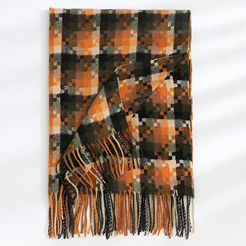 Qyx Winter Cashmere Solid Color Scarf-Fashion Women's Large Warm Shawls and Wraps-Adult Long Classic Scarf Gift for Lover
