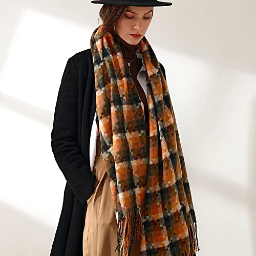 Qyx Winter Cashmere Solid Color Scarf-Fashion Women's Large Warm Shawls and Wraps-Adult Long Classic Scarf Gift for Lover