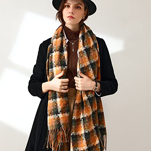 Qyx Winter Cashmere Solid Color Scarf-Fashion Women's Large Warm Shawls and Wraps-Adult Long Classic Scarf Gift for Lover