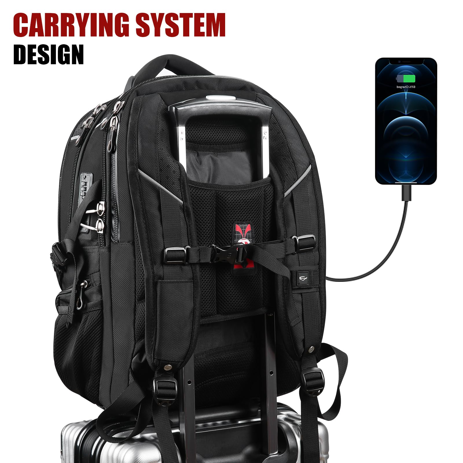 StarCloud Travel Laptop Backpack Men - Heavy Duty, USB 2.0 Charger Port - Durable Commute and College Backpacks Featuring Anti-Theft Lock and Dedicated Laptop & Tablet Protection, Fits 17" Notebook