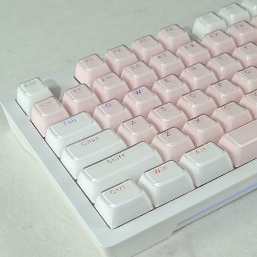 COTAIWA Crystal Keycaps,Ice Crystal Keycap,ABS Jelly Key caps Set for 61 68 104 Mechanical Gaming Keyboard Cherry Profile English Layout(Pink with White)
