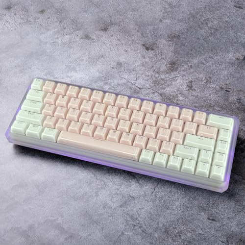 COTAIWA Crystal Keycaps,Ice Crystal Keycap,ABS Jelly Key caps Set for 61 68 104 Mechanical Gaming Keyboard Cherry Profile English Layout(Pink with White)