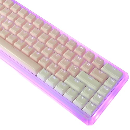 COTAIWA Crystal Keycaps,Ice Crystal Keycap,ABS Jelly Key caps Set for 61 68 104 Mechanical Gaming Keyboard Cherry Profile English Layout(Pink with White)