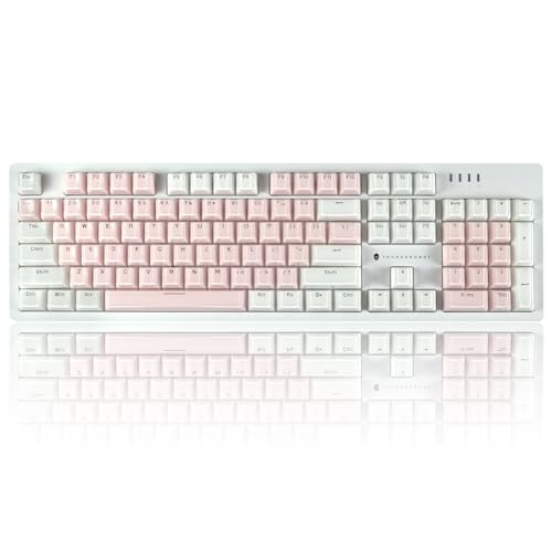 COTAIWA Crystal Keycaps,Ice Crystal Keycap,ABS Jelly Key caps Set for 61 68 104 Mechanical Gaming Keyboard Cherry Profile English Layout(Pink with White)