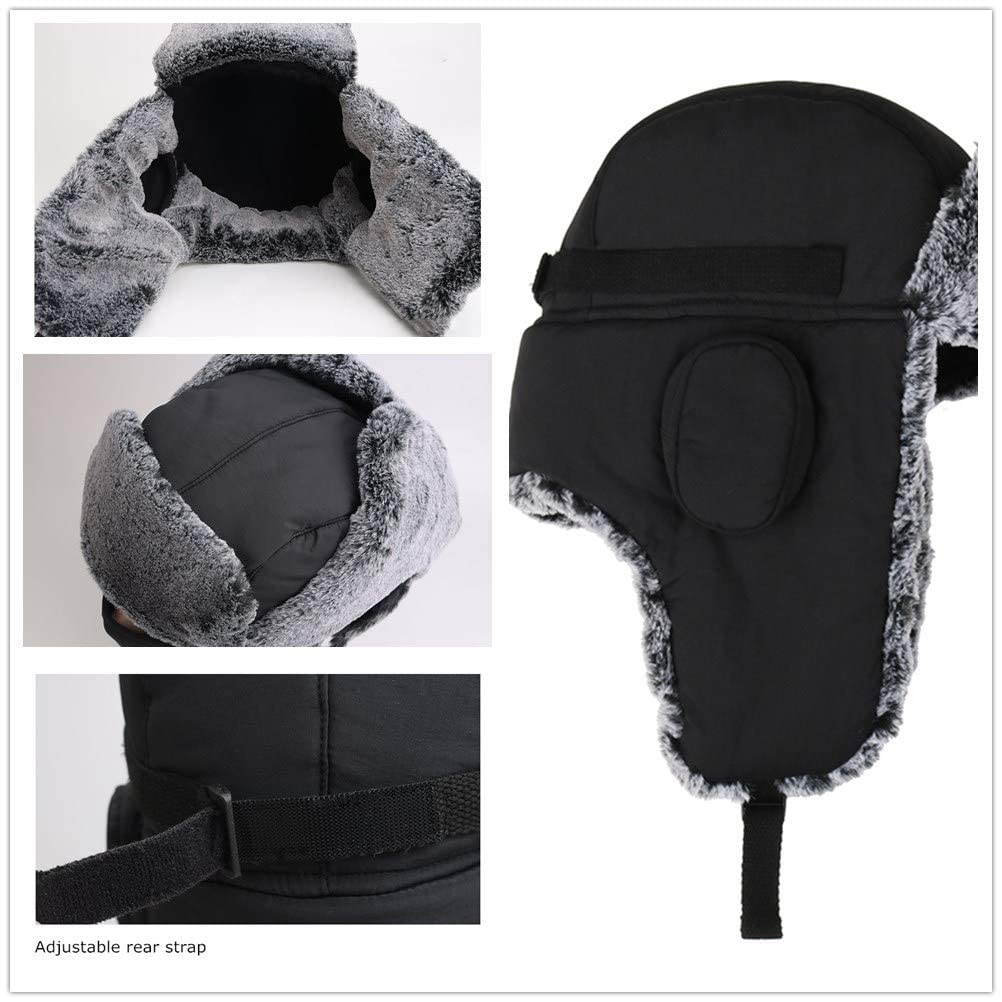 Winter Warm Trapper Hat for Men Ear Flap Buffalo Plaid Elmer Fudd Tweed Baseball hat with Brim Visor Blue