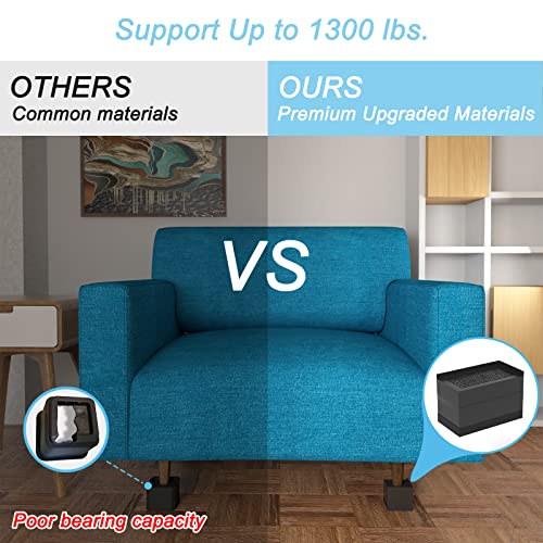 Nachell Adjustable Bed Furniture Risers Elevate 3" in Height, Heavy Duty Rectangle Blocks for Couch,Chair,Table Legs,Bed,Cabinet, Sturdy Plastic Risers Lifts up to 1300 lbs.(4Pack,Black)