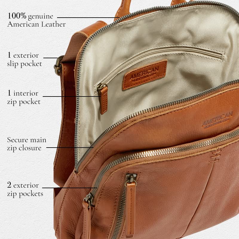 American Leather Co. - Cleveland Midsize Backpack - Highly Functional & Superbly Fashionable - Saddle Smooth