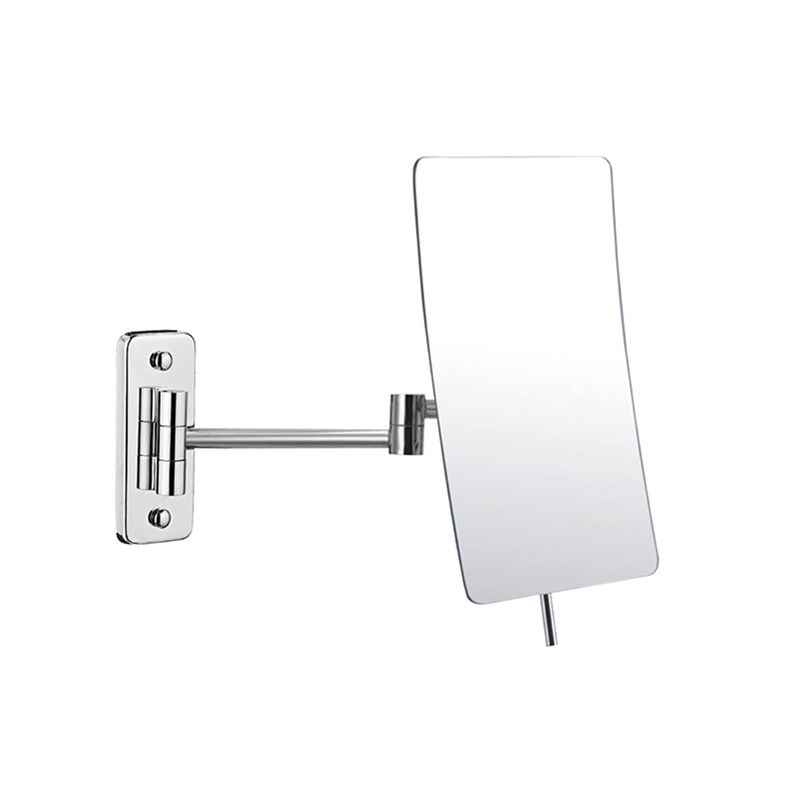 Bathroom Folding Makeup Mirror ,Hotel Bathroom Rotating Telescopic Mirror Wall Hanging Beauty Triple Zoom Single Side Makeup Mirror 8 Inch Free Punch-Square Bottom