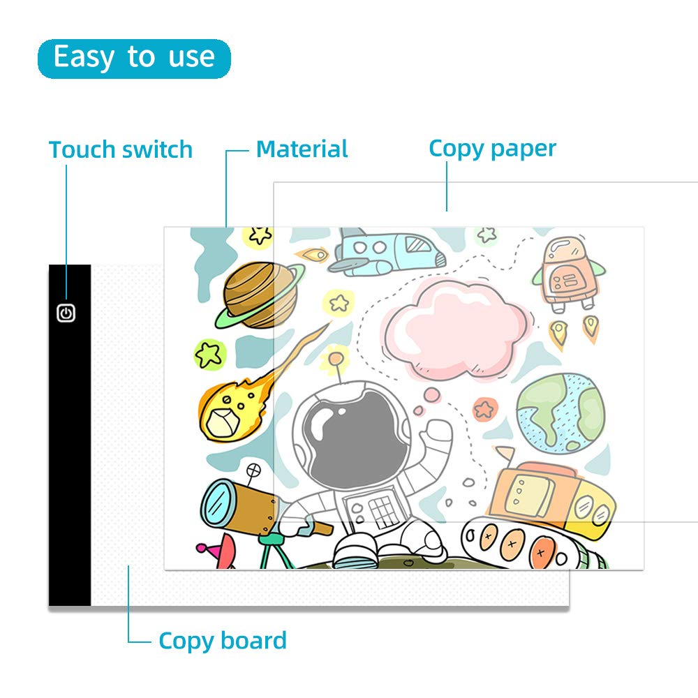 Dimmable Portable Tracing Light Box, LED Lighted Tracing Board Drawing Table, Ultra-Thin USB Port Light Pad for Diamond Art, Tattoo, Architecture, Calligraphy, Artograph (A4 Light Box)