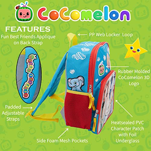 AI ACCESSORY INNOVATIONS Cocomelon JJ's Kids Backpack with ABC Song Sound Chip for Boys and Girls, Pre-school Toddler Travel Bag with Padded Back and Adjustable Straps, Versatile 12"