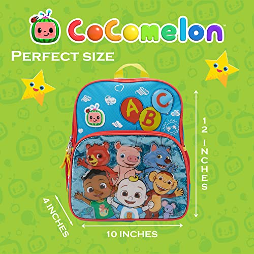 AI ACCESSORY INNOVATIONS Cocomelon JJ's Kids Backpack with ABC Song Sound Chip for Boys and Girls, Pre-school Toddler Travel Bag with Padded Back and Adjustable Straps, Versatile 12"