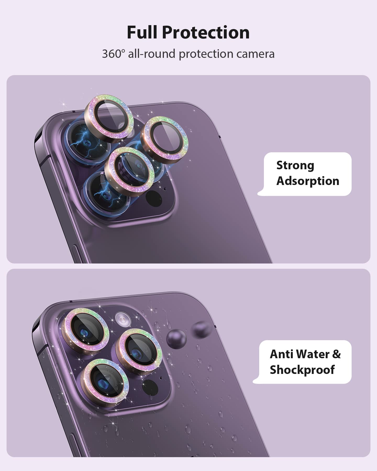 LRONFIEE for iPhone 14 Pro and iPhone 14 Pro Max Camera Lens Protector Aluminium Alloy Tempered Glass Camera Cover for iPhone 14 Pro Max 6.7"/ 14 Pro 6.1" (1 Set) CD Texture Gold