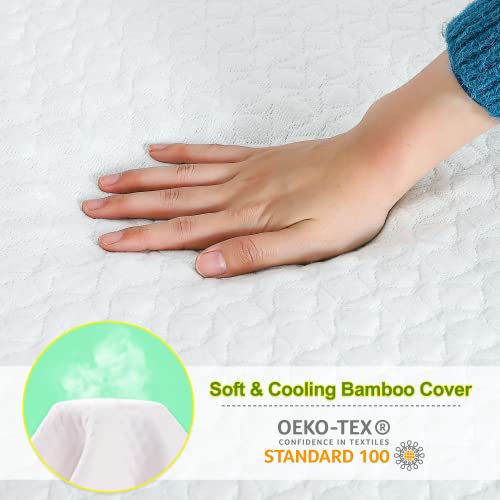RV Short Queen Mattress Topper, Assile Memory Foam Mattress Topper with Zippered Bamboo Cover, Cloud-Like Soft Bed Topper 3-Inch White