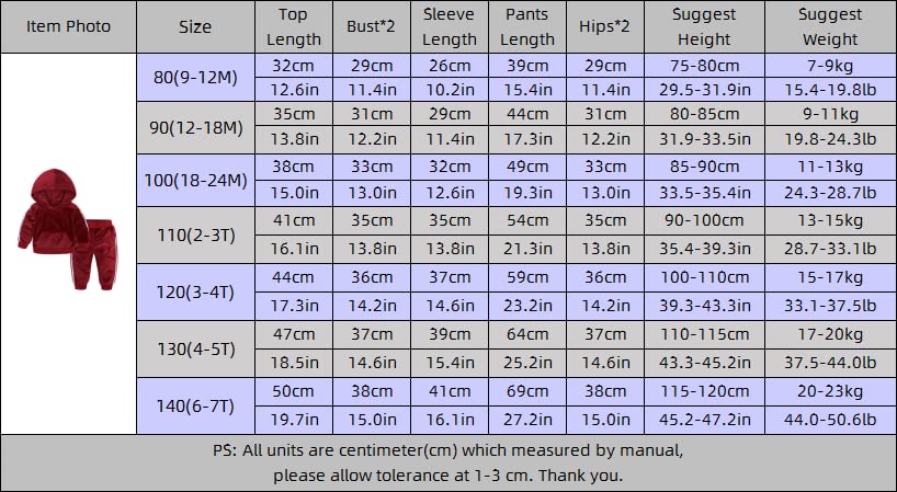 MYGBCPJS Boys Girls 2 Pcs Velvet Sweat Suit Outfits Toddler Kids Long Sleeve Pullover Hoodie + Elastic Waist Sweatpants Set