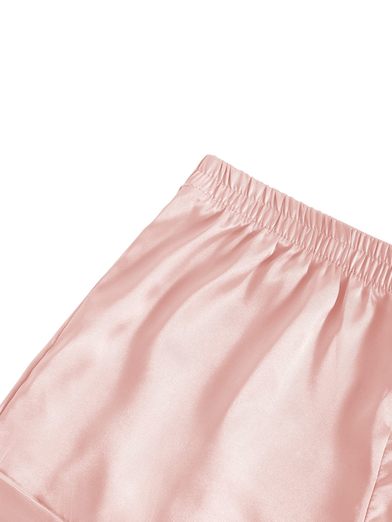 LYANER Women's Sleepwear Satin Silky Short Sleeve Top with Shorts Pajama Set Dusty Pink Medium