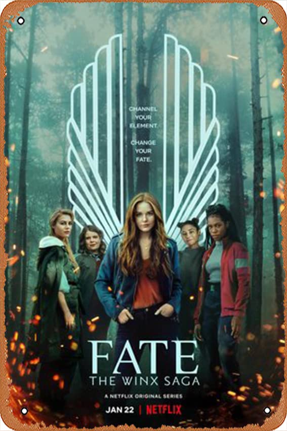 Poster Metal Wall Tin Sign Fate:The Winx Saga Celebrity Poster TV Movie Poster Retro Gift Karaoke Man Cave Bars Cafes Decor Vintage Art Decorations Metal Signs8"x12"