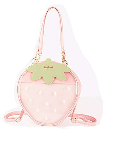 WILDFINDINGIta Bag Strawberry Fruit Shoulder Bag Satchel Backpack Casual Daypack-Kawaii DIY Cosplay Strawberry Daypack (Pink)