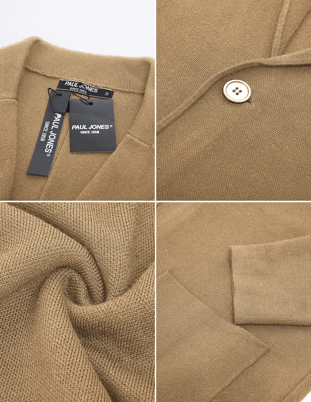Men Cardigan Sweaters Jacket Stylish Regular Fit Notch Lapel Knit Blazer Sport Coat Business Work Blazer Camel XL
