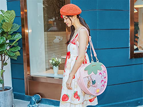 WILDFINDINGIta Bag Strawberry Fruit Shoulder Bag Satchel Backpack Casual Daypack-Kawaii DIY Cosplay Strawberry Daypack (Pink)