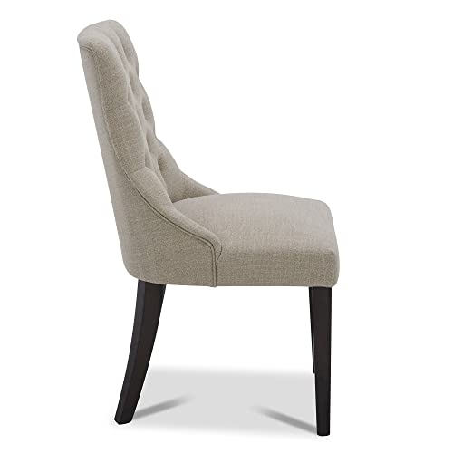 CHITA Farmhouse Tufted Dining Chairs, Modern Upholstered Chairs, Fabric High Back Dining Room Chairs Set of 2,Flax Beige