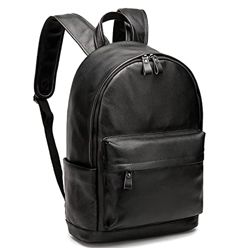 CPJ Genuine Leather Backpack Fits 15.6" Laptop Casual Daypack Schoolbag for Boys & Girls