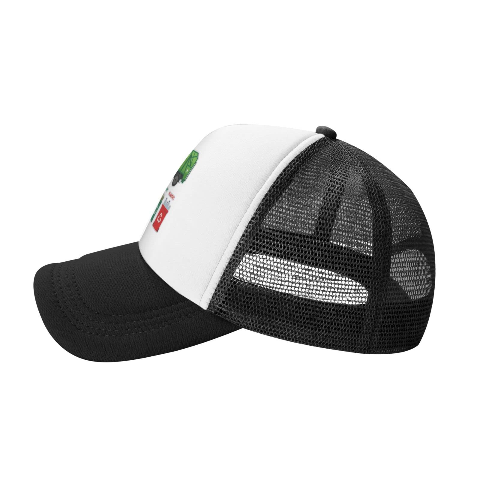 Yipaidel Boys' Garbage Day Trucks Waste Management Mesh Trucker Hat, Adjustable Snapback Baseball Cap for Gifts Black