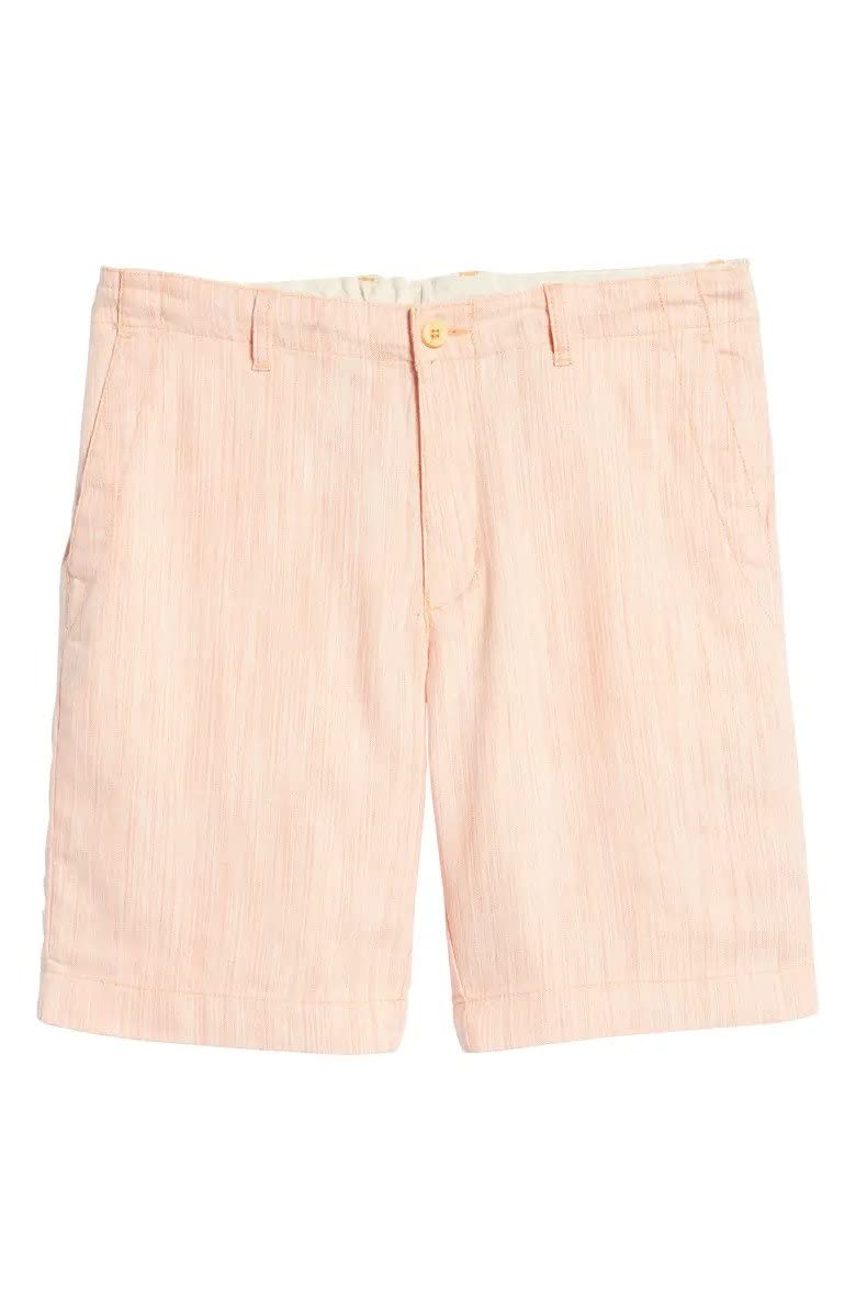 Tommy Bahama Men's Harbor Herringbone Stretch-Linen 10" Inseam Short (Peach Sorbet, XL, X-Large)