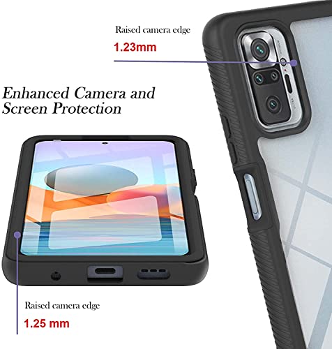 DETUOSI Hard Cell Phone Case for Xiaomi Redmi Note 10 Pro 6.67" with Screen Protector (Not for Note 10 5G), 360 Full Body Protective Phone Cover Case for Redmi Note 10 Pro Max, Black