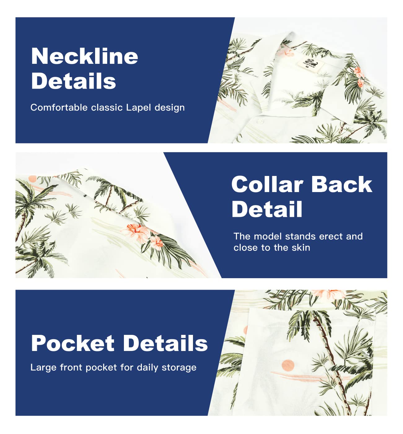 SURF CUZ Mens Hawaiian Shirts Short Sleeve Stretch Loose Fit Casual Aloha Shirt Vacation Mens Tropical Button Down Beach Shirts(White-Coconut Tree,Medium)