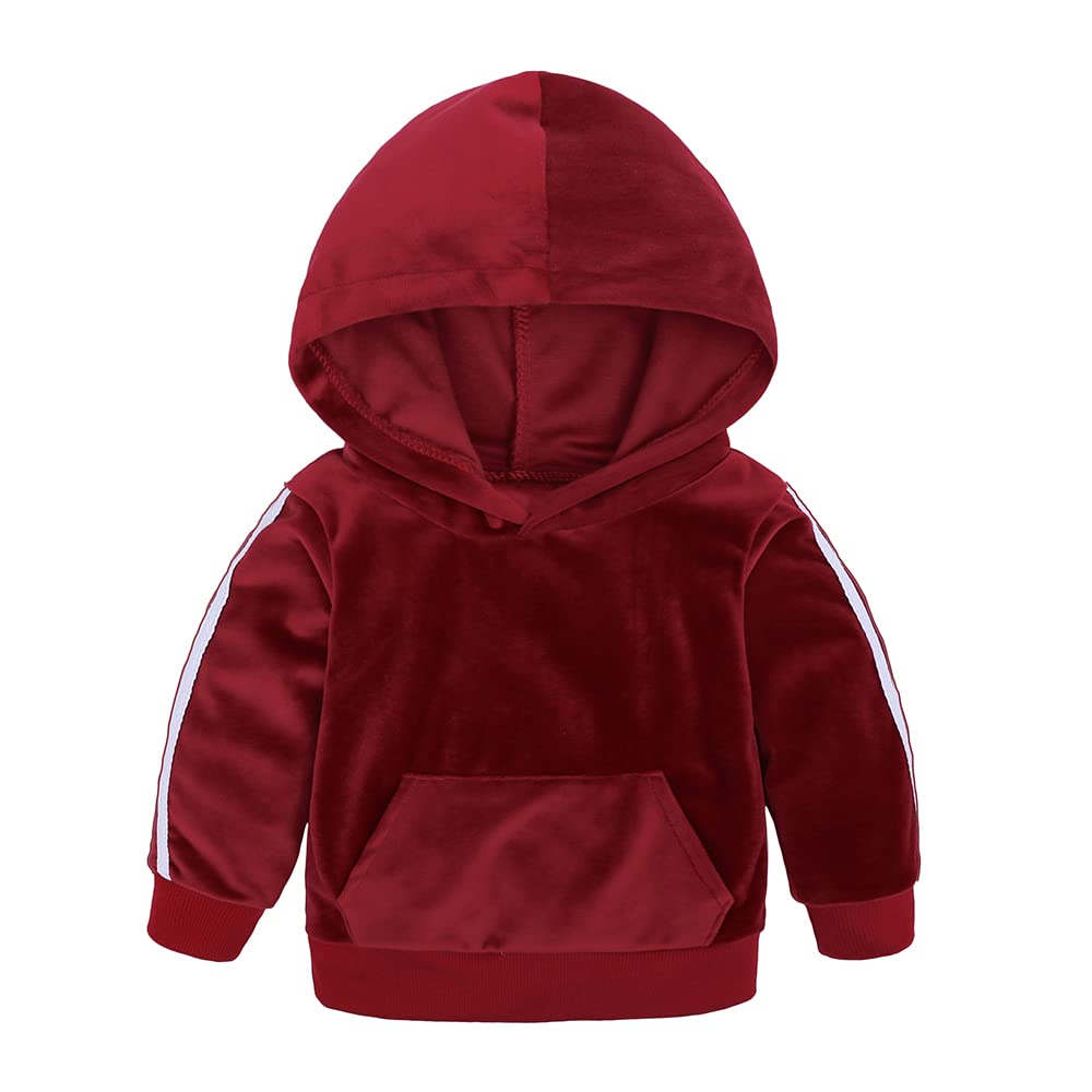 MYGBCPJS Boys Girls 2 Pcs Velour Tracksuit Sweatsuit Toddler Kids Long Sleeve Pullover Hoodie + Elastic Waist Sweatpants Set