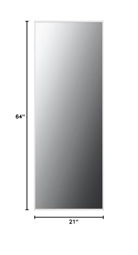 MAYEERTY Full Length Mirror 64"x21" Floor Mirror with Stand Large Mirror for Bedroom Standing Mirror Aluminum Alloy Thin Frame Wall Mirror Standing/Hanging Mirror, Silver (JJ00372ZZV-USAM027)