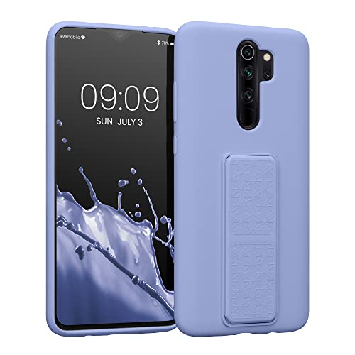 kwmobile Case Compatible with Xiaomi Redmi Note 8 Pro - Case with Hand Strap and Stand Soft TPU Silicone Coating - Lavender