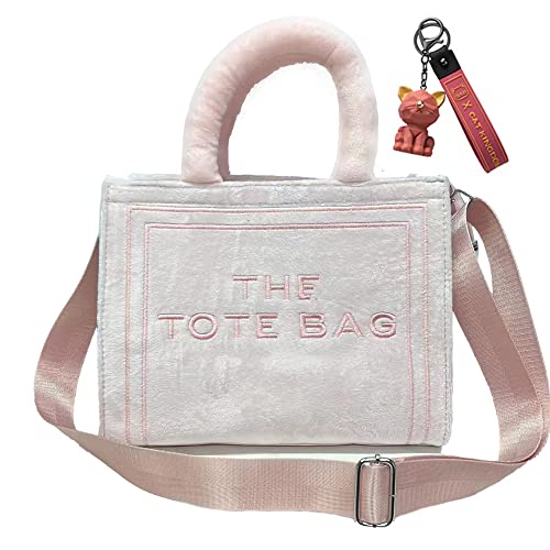 The Tote Bag for Women, Plush Work Travel Handbag with Shoulder Strap Top-Handle Shoulder Crossbody Bags for Daily, Office (pink)