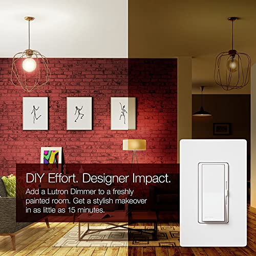 Lutron Diva LED+ Dimmer Switch for Dimmable LED and Incandescent Bulbs with 1-Gang Wallplate, 150W/Single-Pole or 3-Way, Biscuit