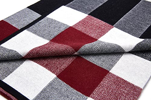 BMVMB Men Winter Cashmere Scarf Wool Soft Warm Knitted Plaid Scarves for Men (Black(Plaid))