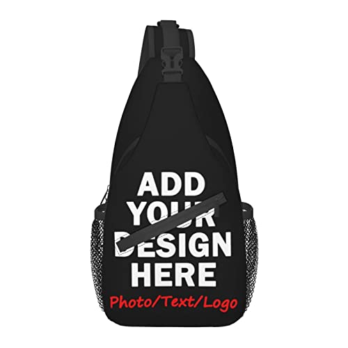 Custom Bag Sling Crossbody Bags Chest For Men Women Customize Personalized Shoulder Backpack Travel Hiking Daypacks With Text Image Daypack Casual Backpack, Black-3, 15.3x7.2x3.5 in