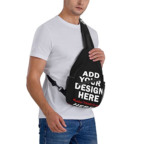 Custom Bag Sling Crossbody Bags Chest For Men Women Customize Personalized Shoulder Backpack Travel Hiking Daypacks With Text Image Daypack Casual Backpack, Black-3, 15.3x7.2x3.5 in